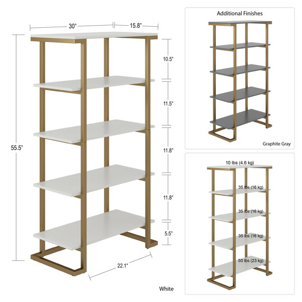CosmoLiving by Cosmopolitan Camila 55.51 H x 30 W Metal Etagere Bookcase Reviews Wayfair